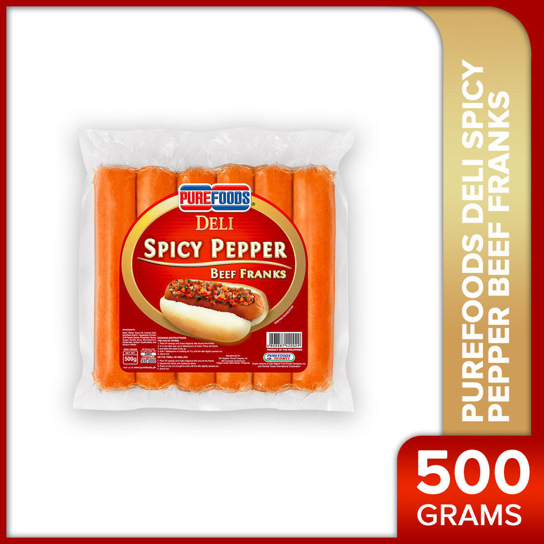 Purefoods Deli Spicy Pepper Beef Franks 500G | Lazada PH