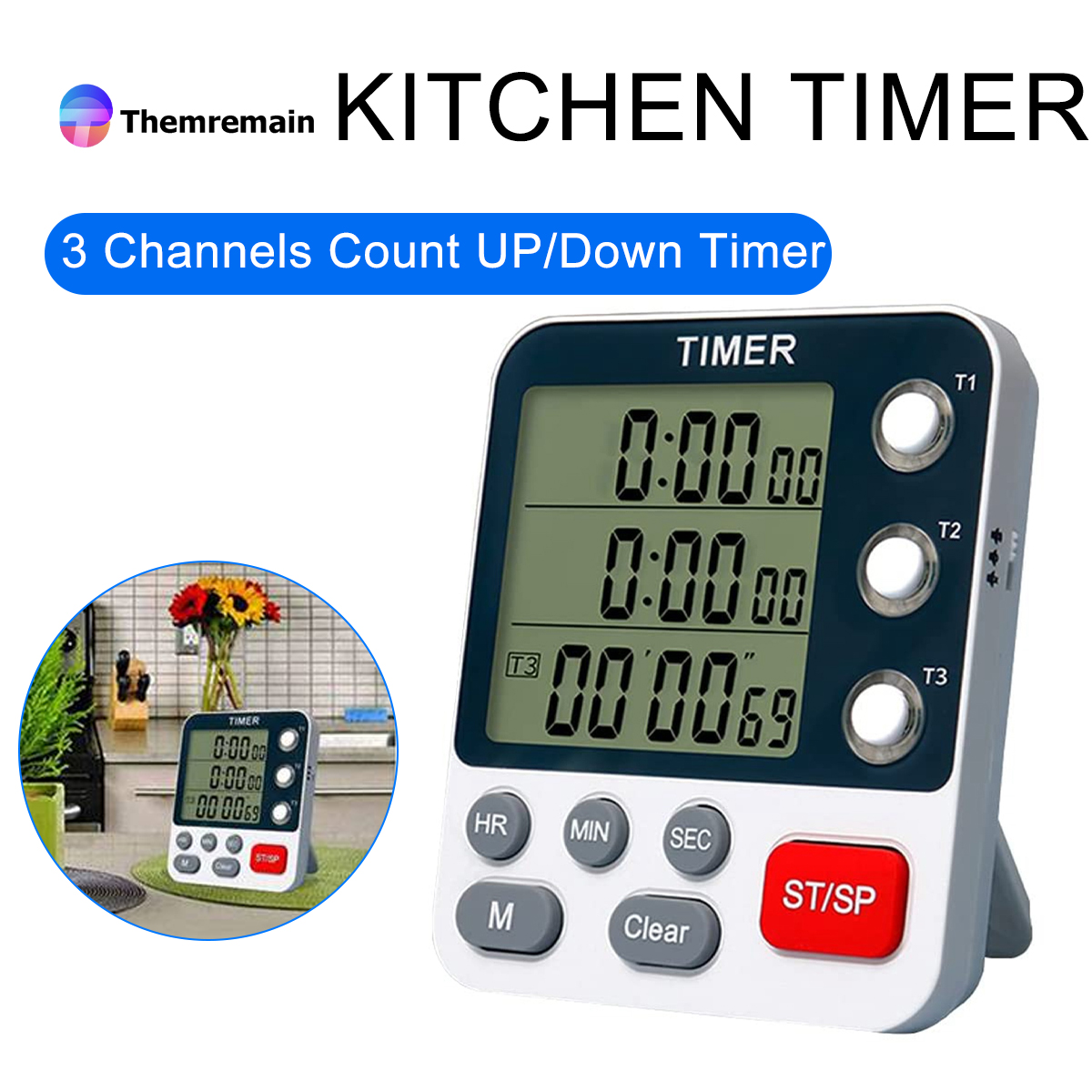 Digital Dual Kitchen Timer,3 Channels Count UP/Down Timer,Cooking Timer ...