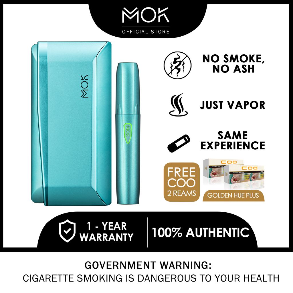 MOK 2.0 Bundle (Jade) + COO 2 Reams of Heat-not-Burn Sticks (Golden Hue ...