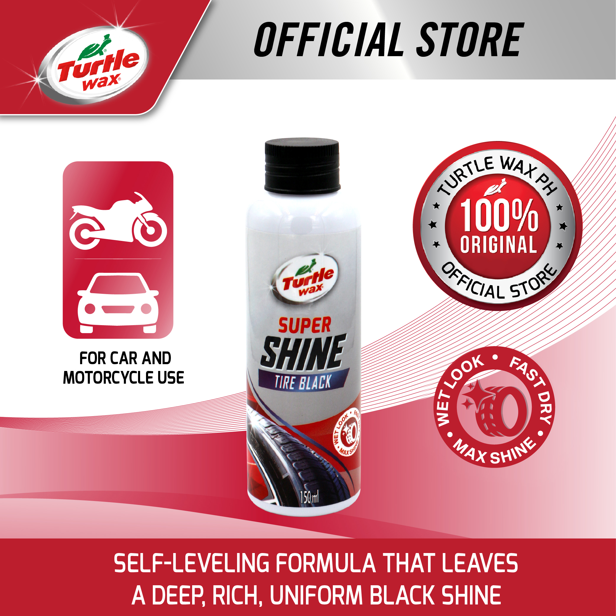 Turtle Wax Super Shine Series Tire Black for Cars and Motorcycles 150ml ...