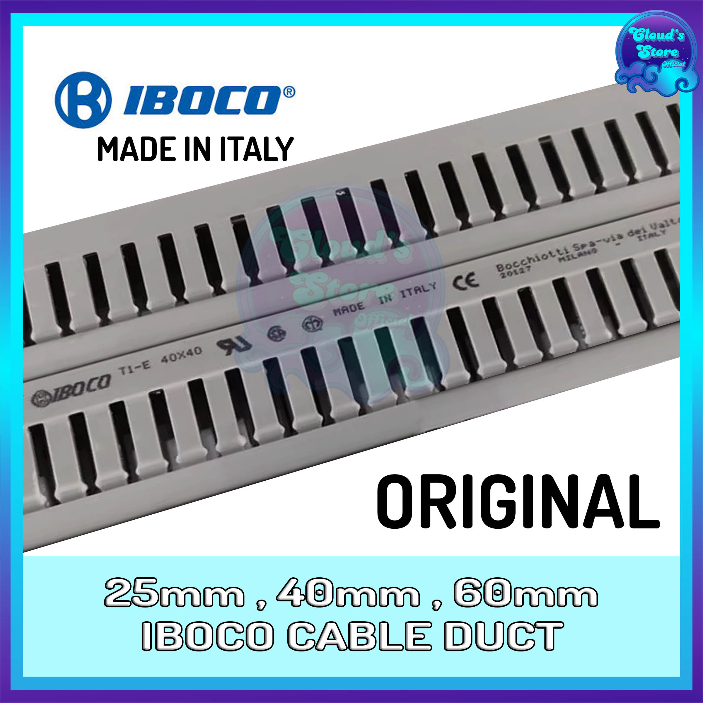 IBOCO CABLE DUCT / CABLE TRAY / WIRE DUCT / MADE IN ITALY / 25mm / 40mm ...