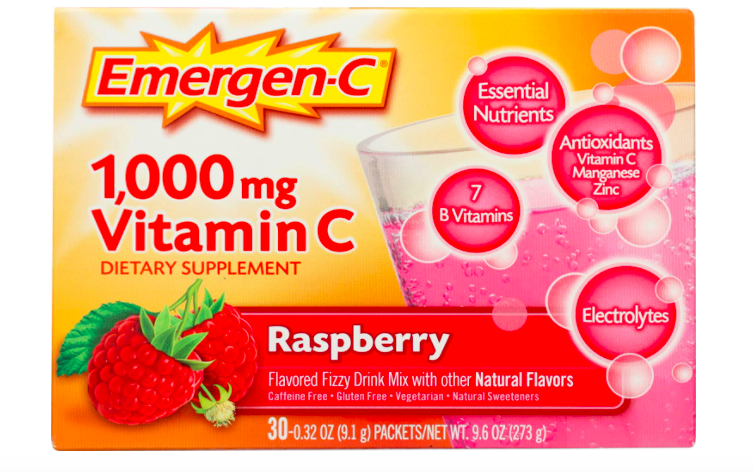 Emergen-C Vitamin C Flavored Fizzy Drink Mix Raspberry 1,000 mg 30 ...