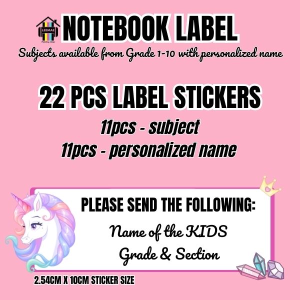 NOTEBOOK LABEL STICKERS - Personalized NAME & SUBJECTS | Lazada PH