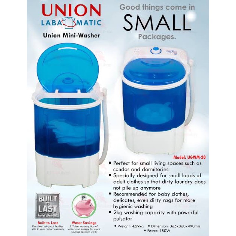 Union MINI Washing Machine (Manual) (2kls only)FWs | Lazada PH