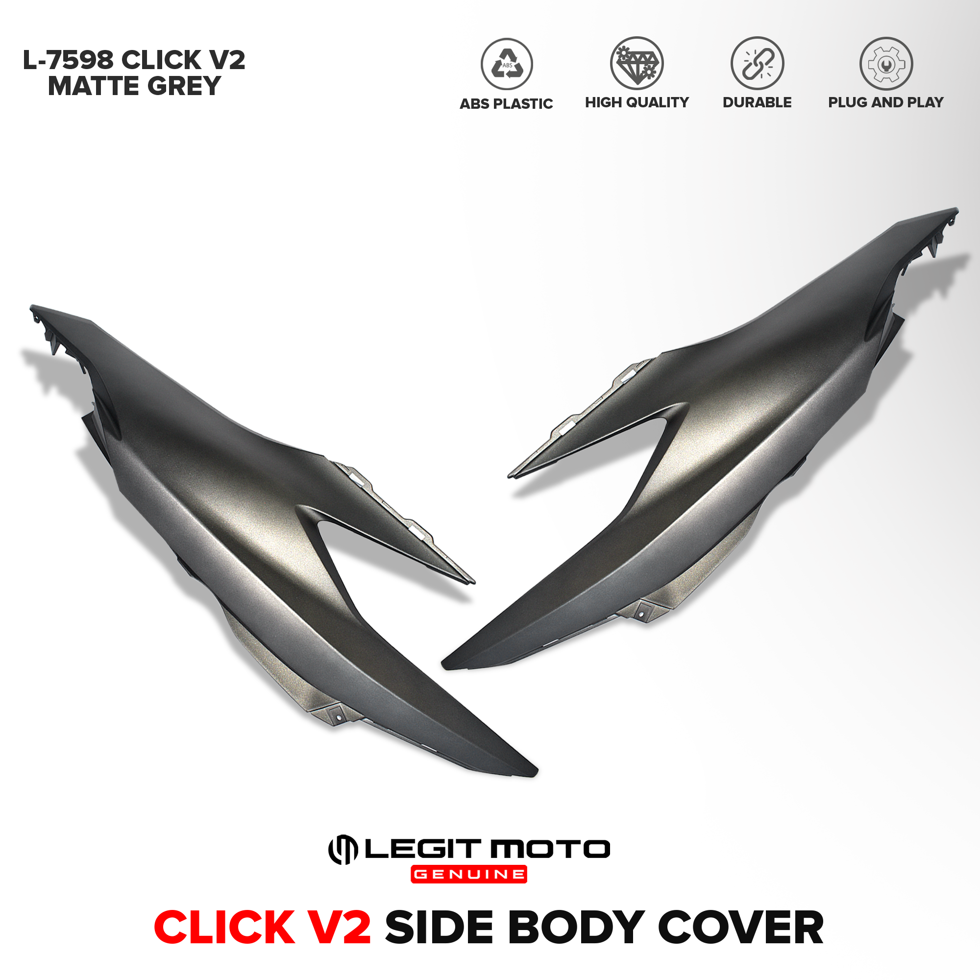 LEGITMOTO GENUINE BODY SIDE COVER L-7598 FOR CLICK V2 150i MOTORCYCLE ...