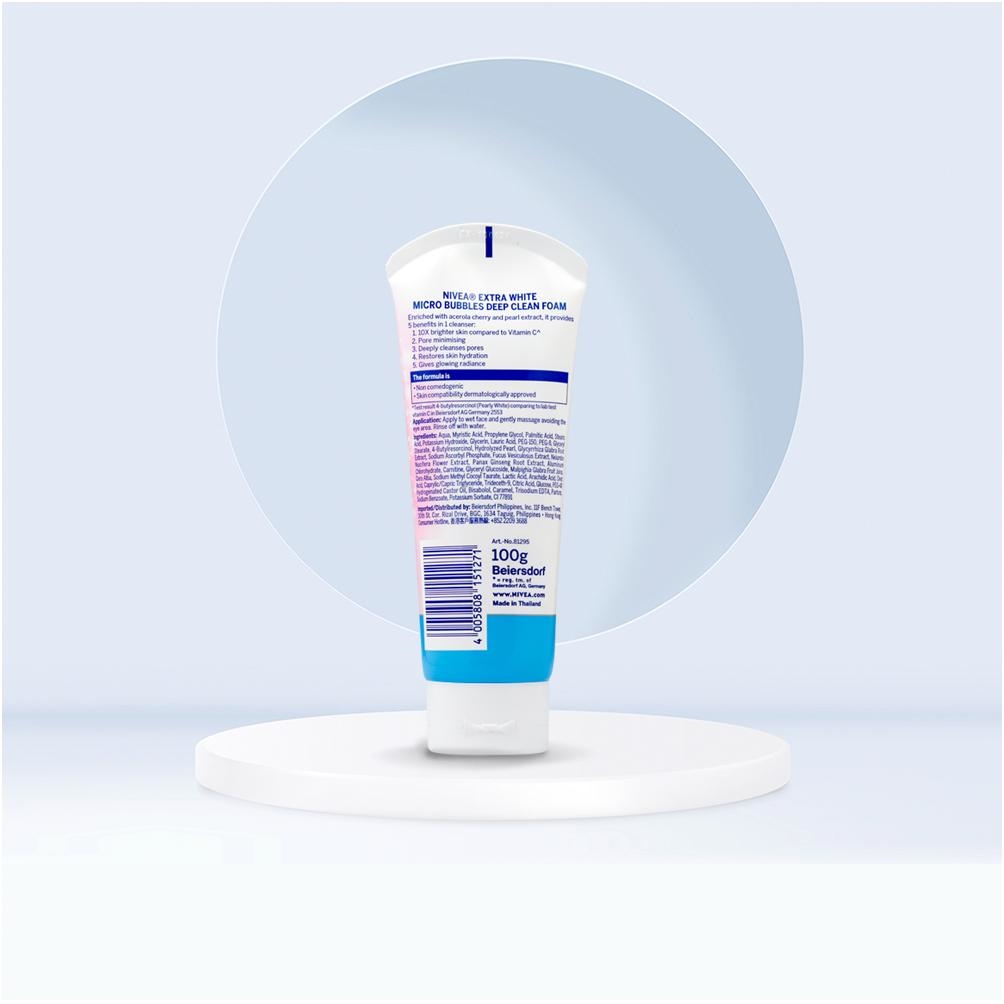 NIVEA Face Cleanser Extra White 5-in-1 Deep Clean Foam 100g | Lazada PH