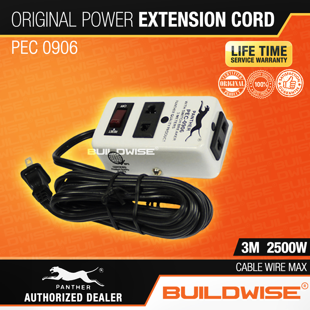Panther Original Power Extension Cord Cable Wire Max 2500W 3 Meter PEC ...