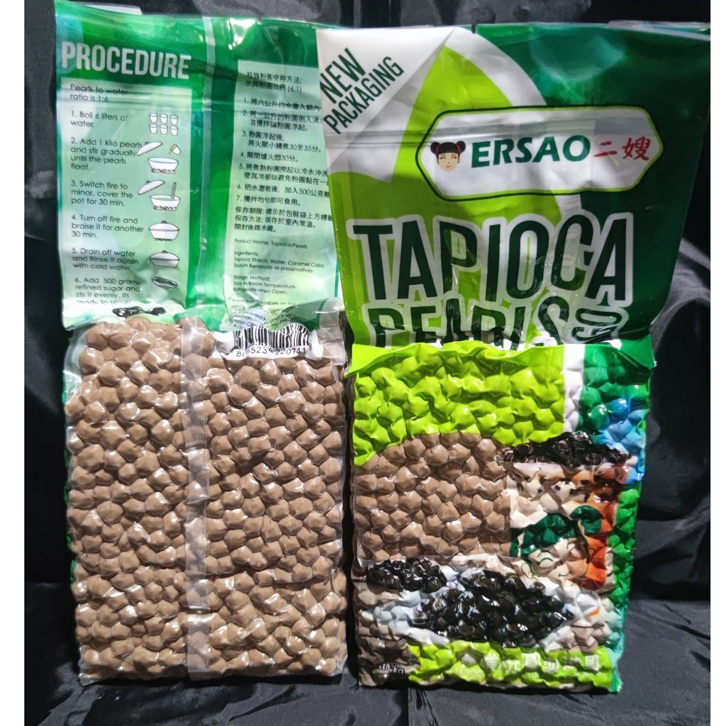 Ersao Tapioca Black Pearl Regular 1kg for Milktea Milk Tea Shakes and ...