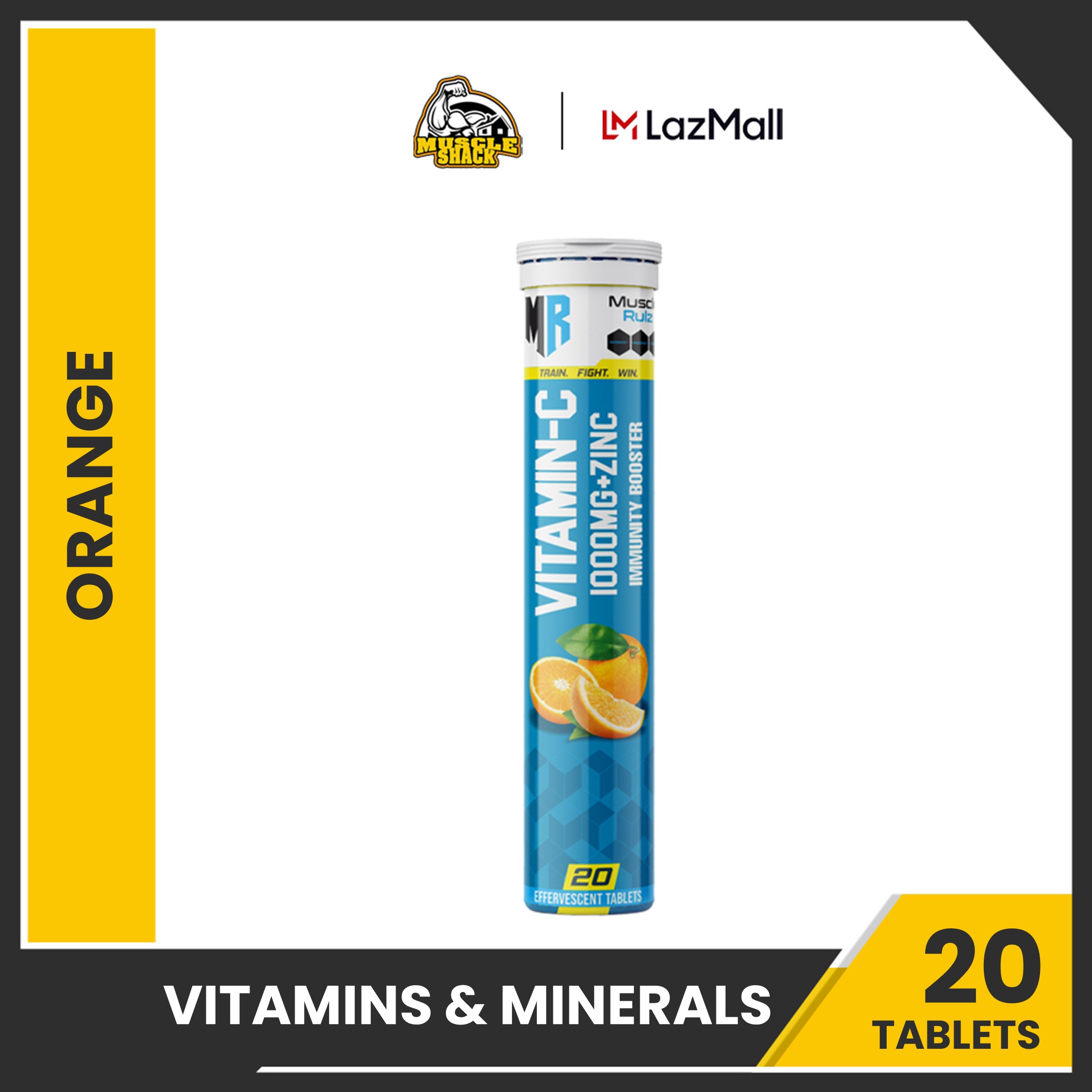 Muscle Rulz Vitamin C 1000mg Plus Zinc Effervescent Immunity Booster ...