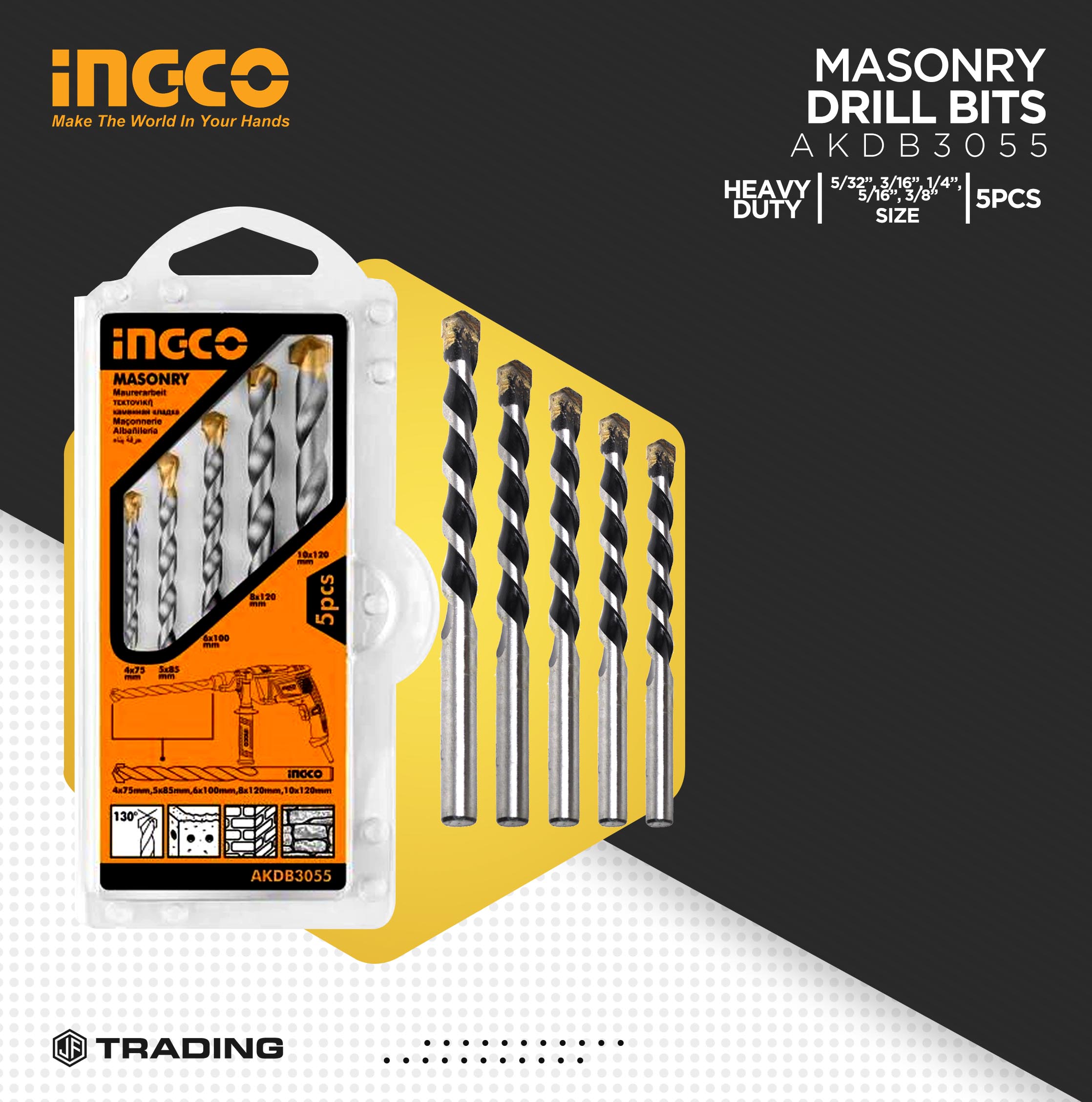 INGCO 5PCS/SET Masonry Drill Bits AKDB3055 | Lazada PH