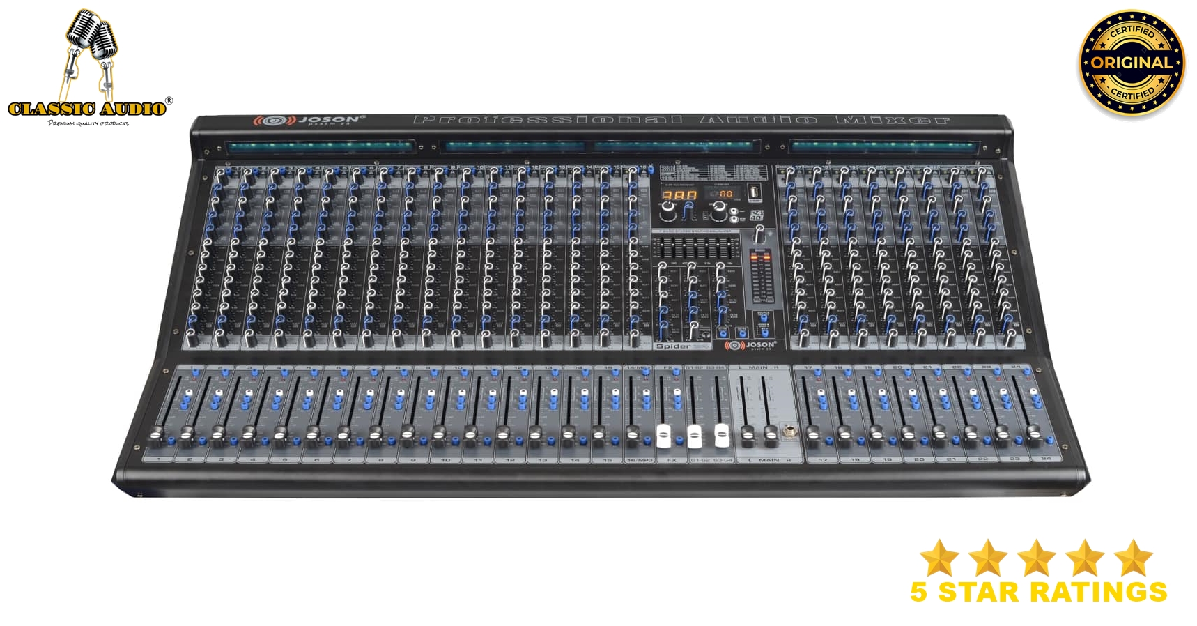 Joson Spider 24 Channel Professional Audio Mixer with +46V Phantom ...