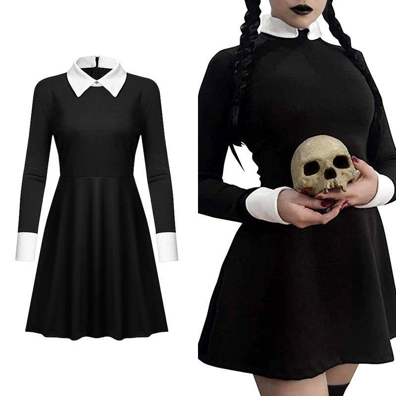Cosplay Costumes Adams' Cos Halloween Wednesday Adams Black Dress ...