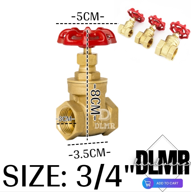 1PCS Heavy Duty Brass Gate Valve (1/2, 3/4, 1" & 1&1/4" INCHES) Gate Valve Switch Female Thread ...