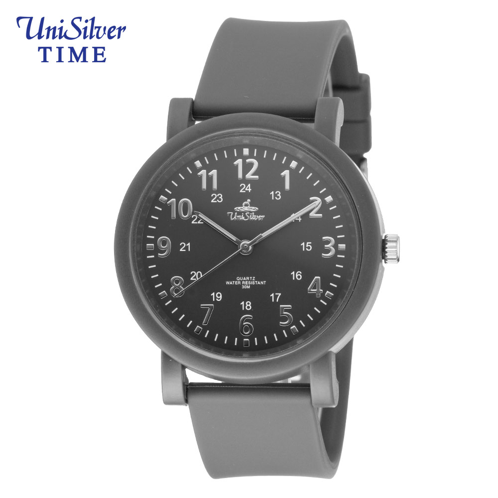 UniSilver TIME DUSK RONDO Men's Analog Silver / Gray Rubber Watch ...