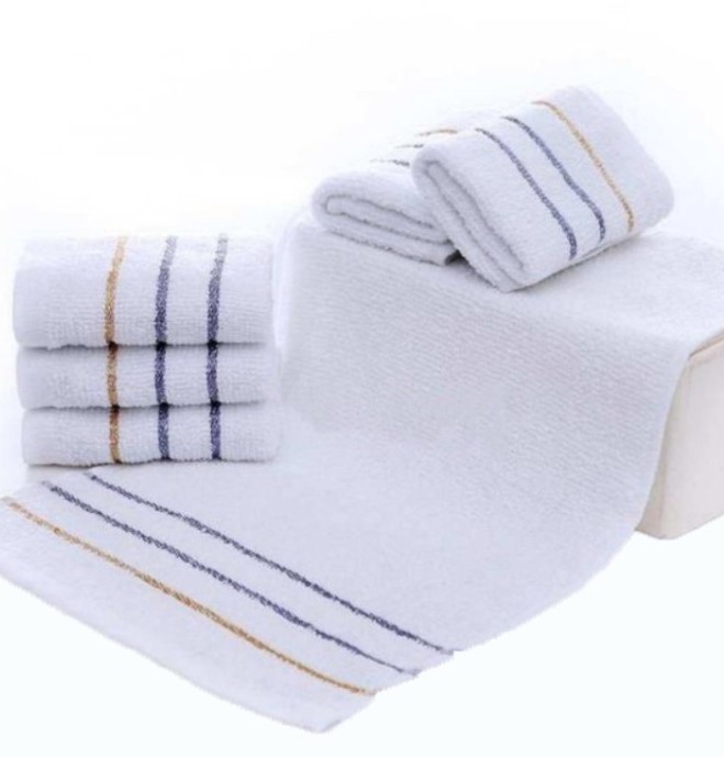 12pcs FACE TOWEL/HAND TOWEL WHITE PLAIN GOOD QUALITY WITH LINING DESIGN ...