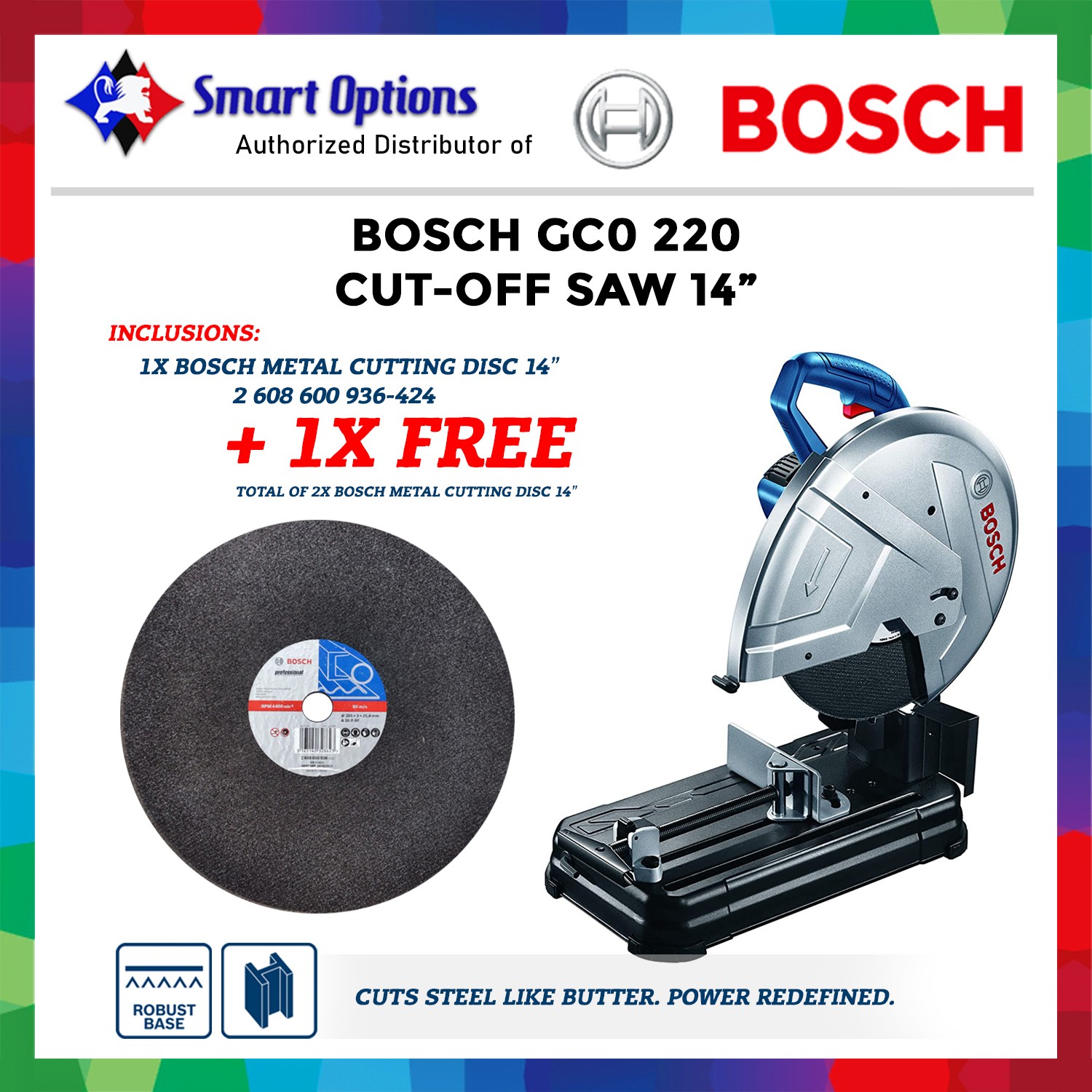 Bosch GCO 220 Metal Cut Off Machine 14" with 1PC Free Extra Bosch 608 ...