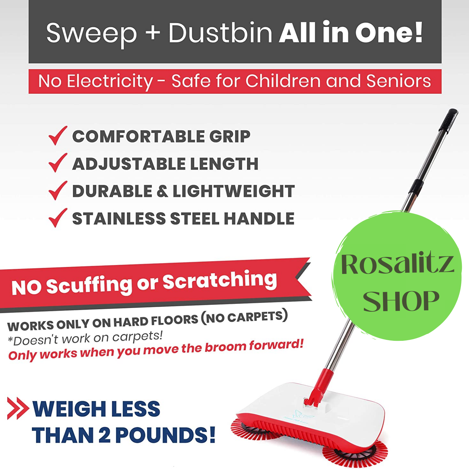 rosalitz Spinning Floor Sweeper Floor Cleaner Scrubber Polisher Mop ...