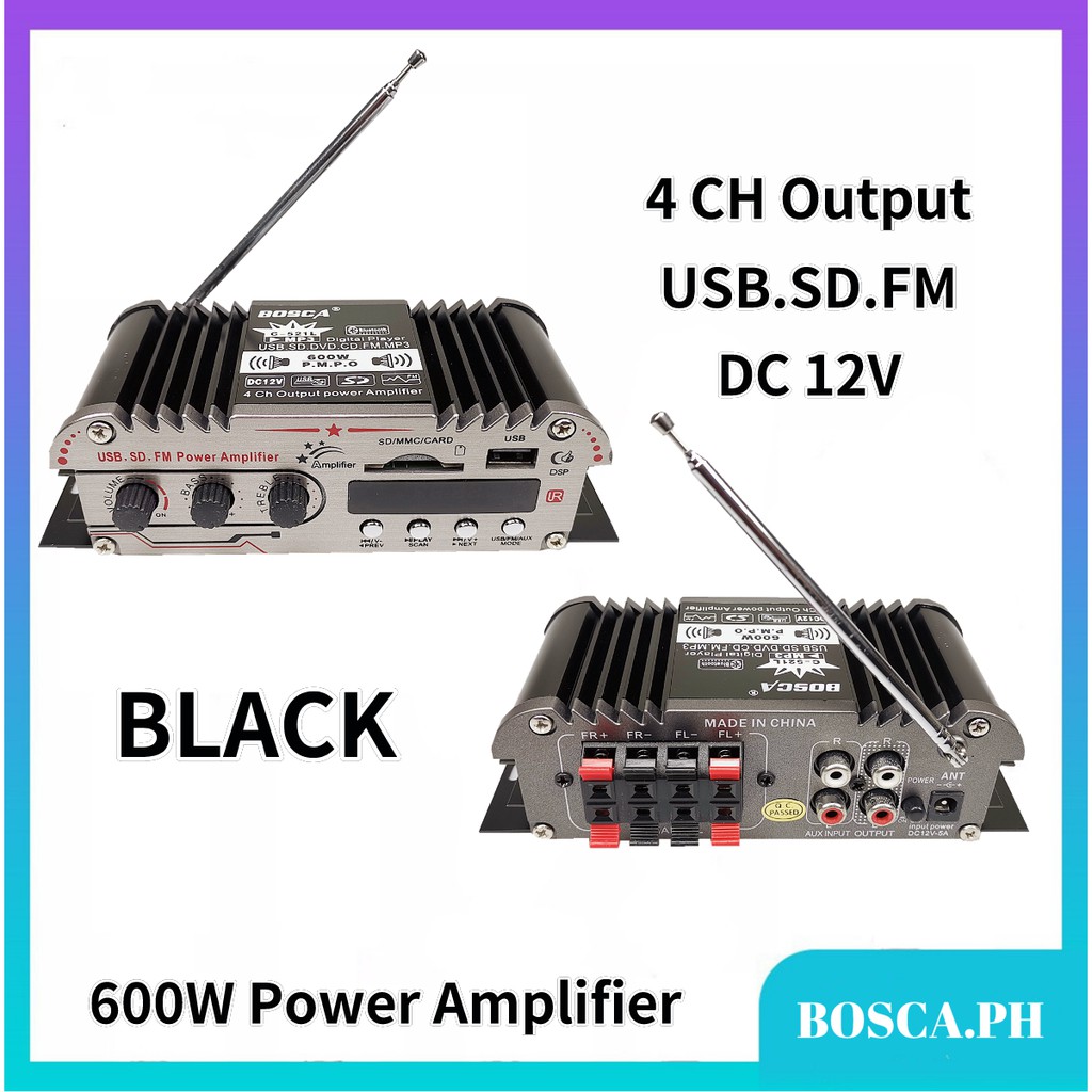 Bosca 600W Bluetooth Power Amplifier 4 Channel Output C-521L | Lazada PH