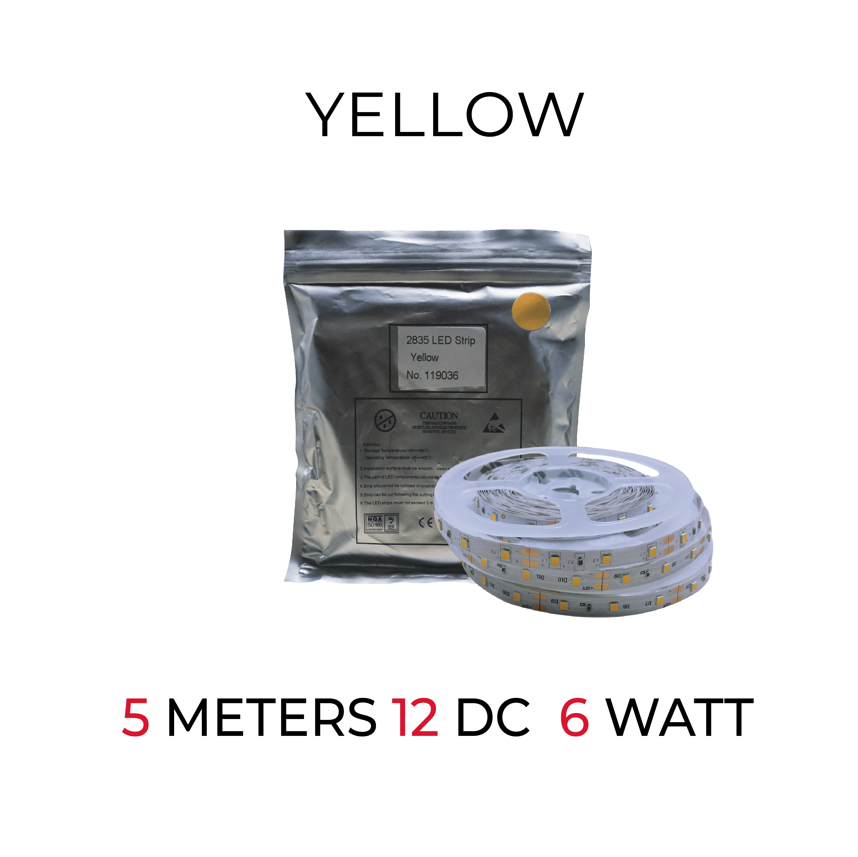 DPS LED Strip Lights 5 meter DC 12Volt 6watts Red, Yellow, Blue ...