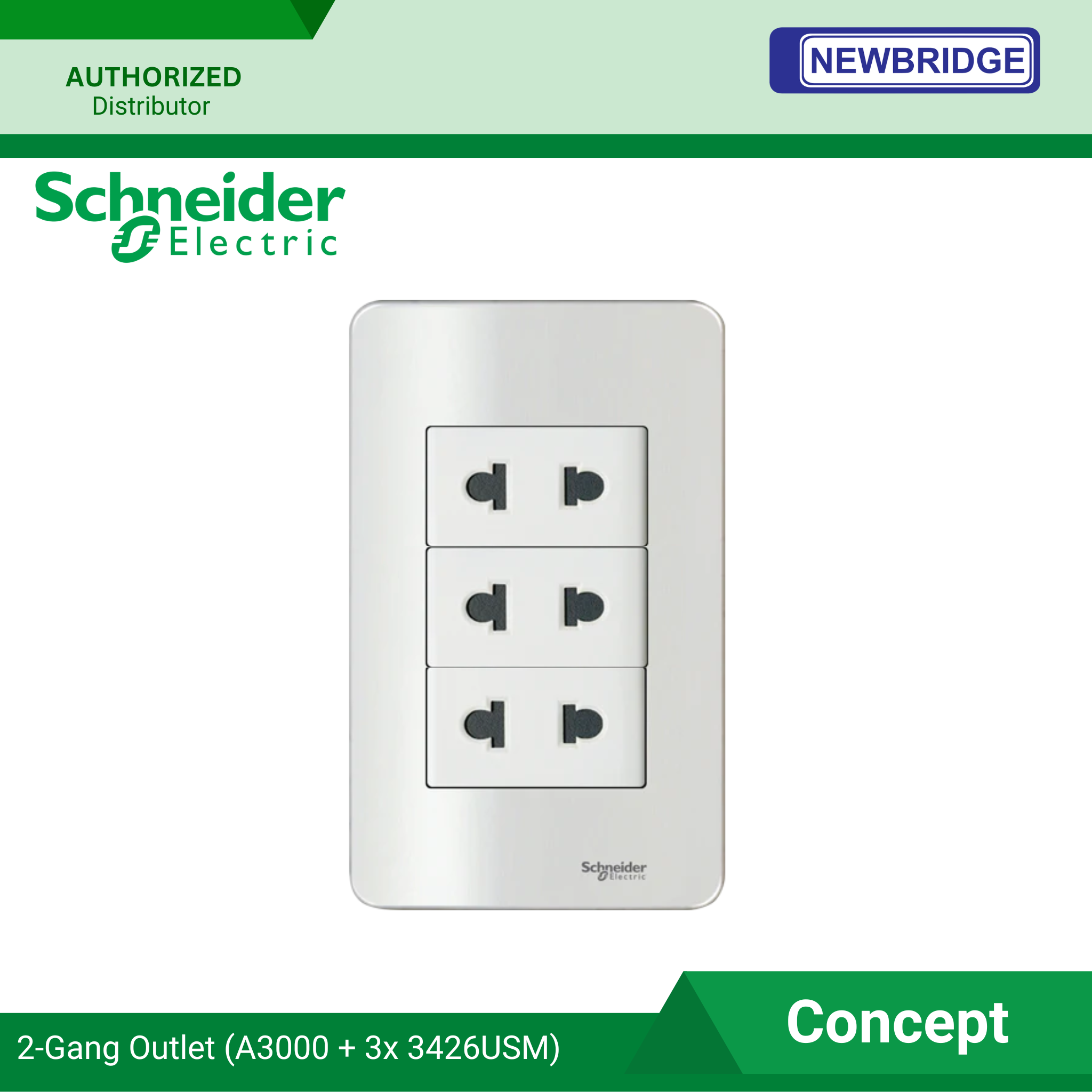 Concept 3gang 2 Pin Universal Outlet (A3000 WE + 3x 3426USM WE) by ...