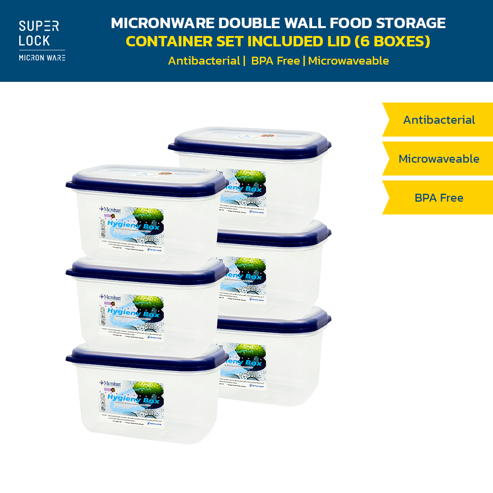 Super Lock Double Wall Plastic Food Storage (1,350 ml- 6 Boxes) #5035 ...