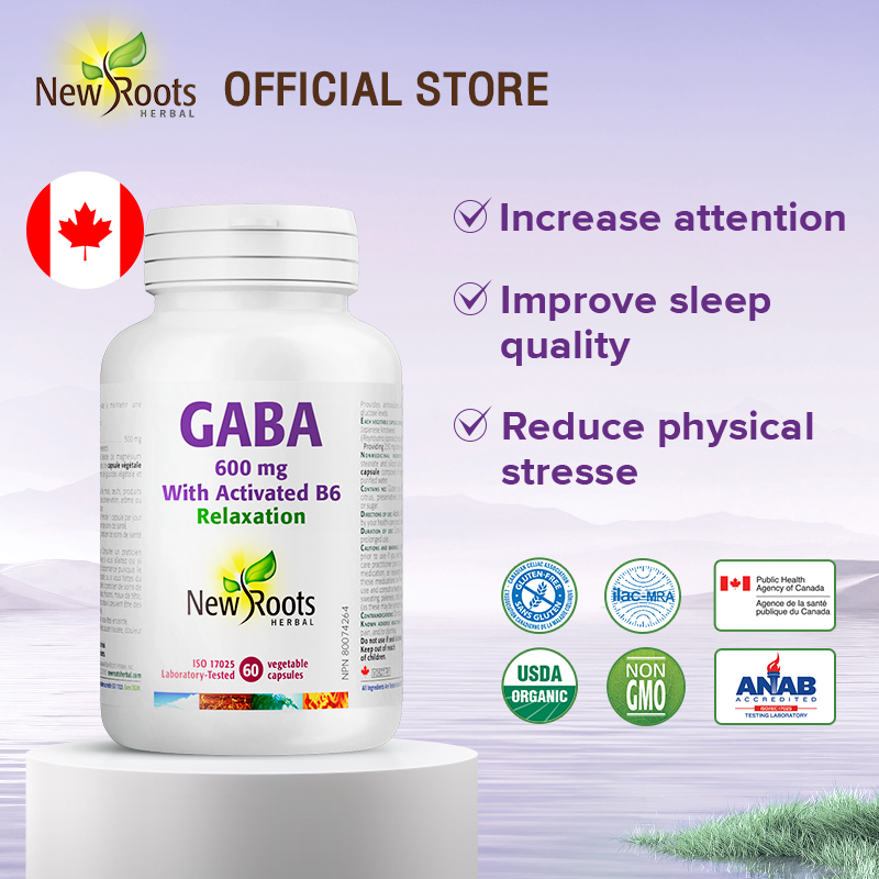 NewRoots GABA Canadian imported Improve Sleep Quality Helping Adults Sleep Capsules 600mg 60caps ...