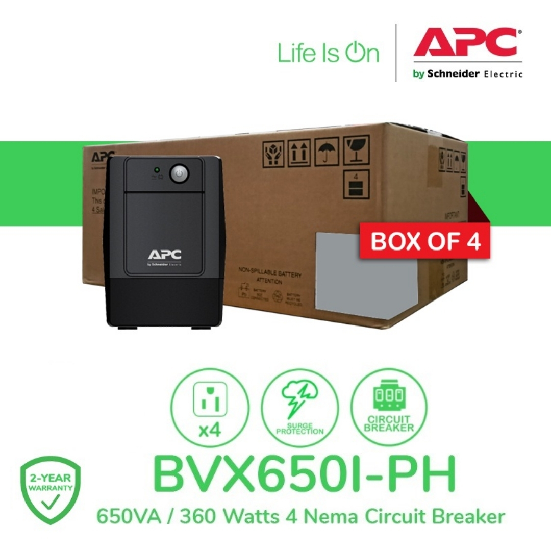 APC BVX650I-PH 650VA / 360 Watts 4 Nema Circuit Breaker, Box of 4 | APC ...