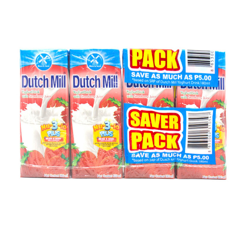 Dutch Mill Yoghurt Drink Strawberry 180ml x 4s | Lazada PH
