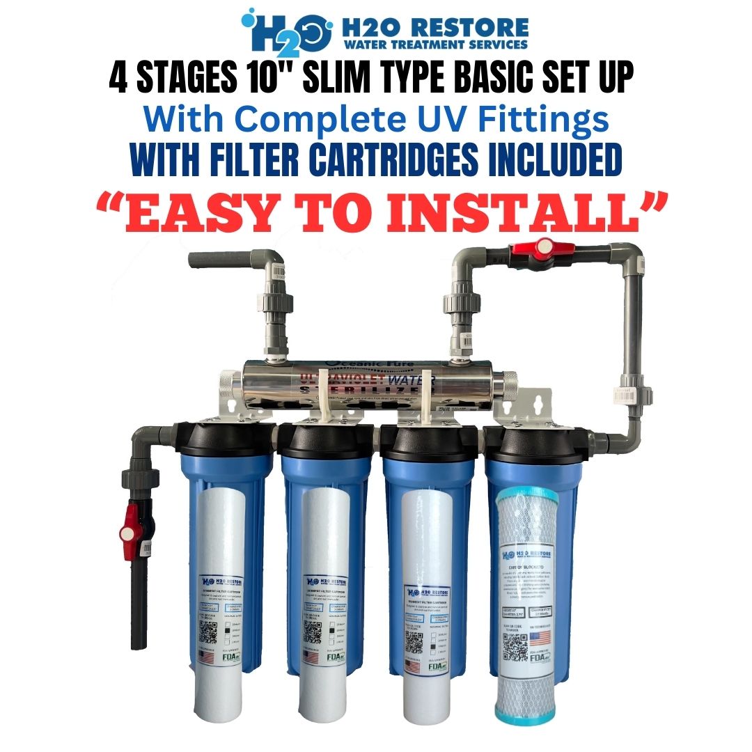 Water Filter 4 Stages 10” Slim type Basic with 2 GPM UV Light ...