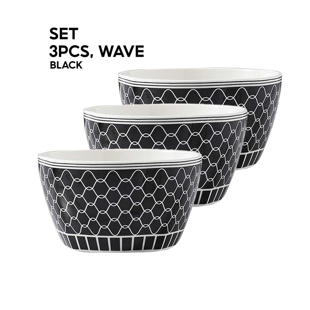Locaupin Set of 3 Porcelain Mini Rice Bowl Dinnerware Serving Appetizer ...