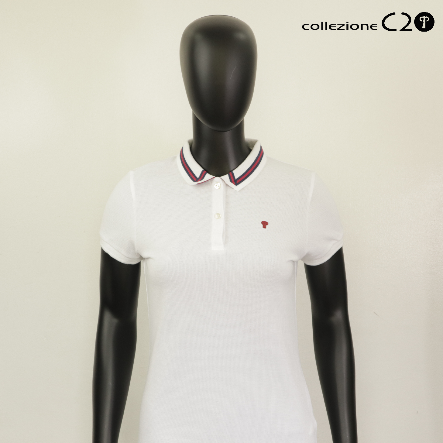 COLLEZIONE C2 Slim Fit 21ET1K032 White Pique Polo Shirt Wear Women Key ...