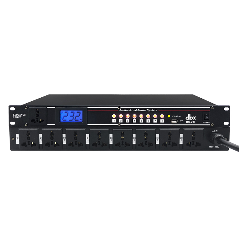 DBX RS-208 9 outlet Rack Mount Power Sequence Controller Conditioner Surge Protector Power ...
