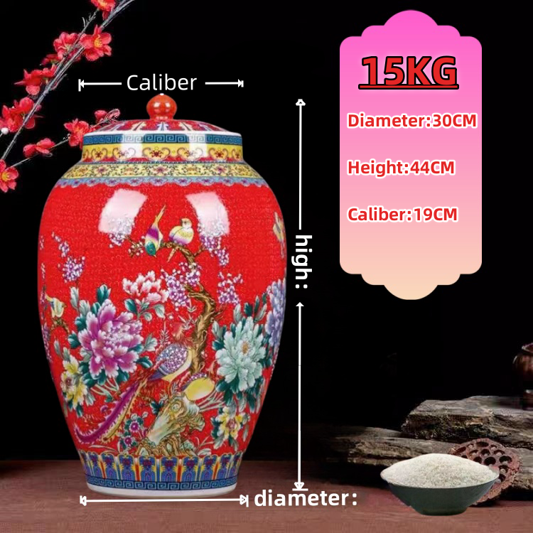 Ceramic rice jar rice bucket rice storage box clay pot rice dispenser ...