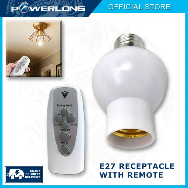 POWERLONG PH Receptacle Remote Control Light Lamp E27 Bulb Light Socket ...