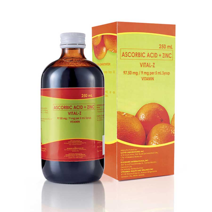 VPharma Vital-Z Ascorbic Acid + Zinc 250ml 97.50mg/9mg per 5 ml Syrup ...