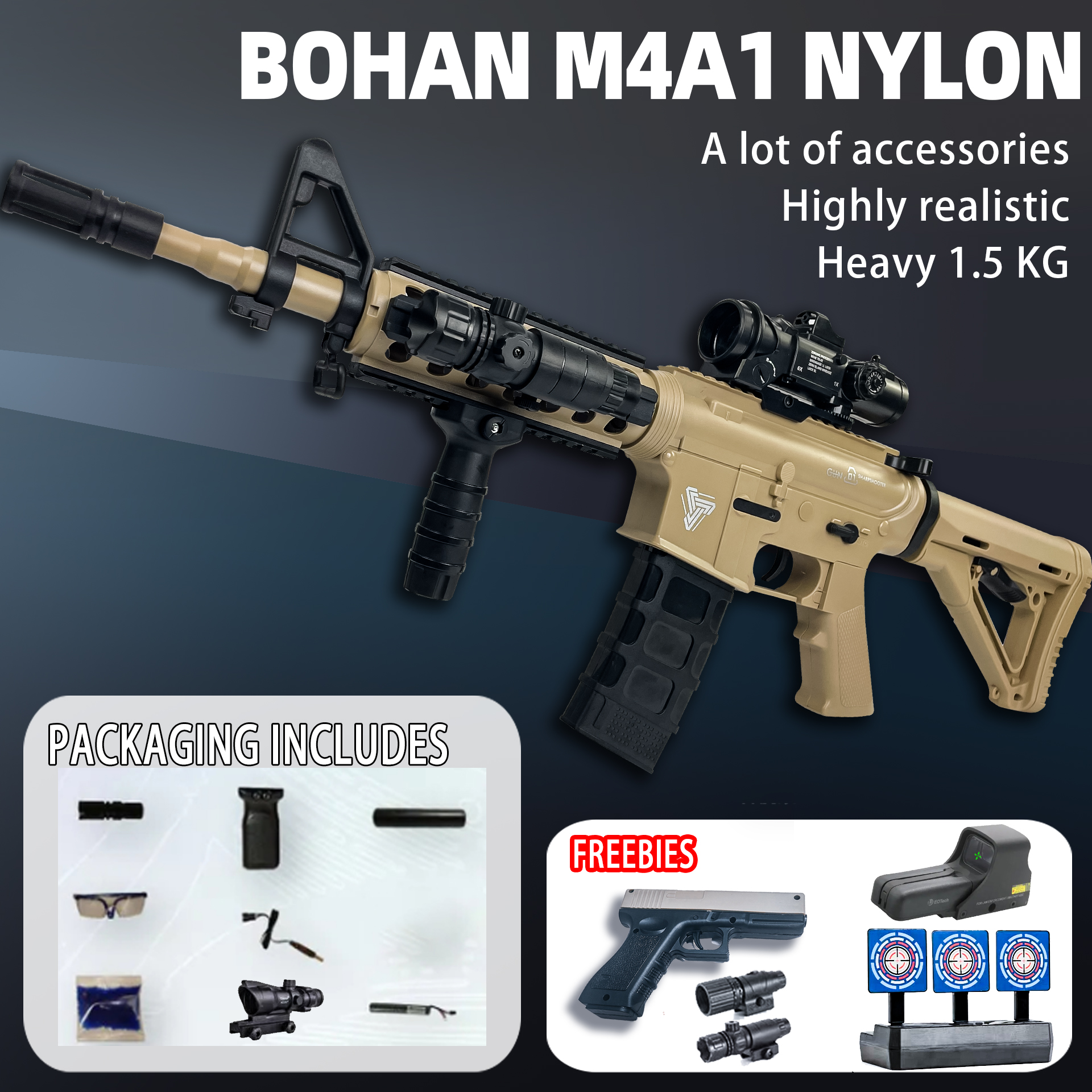 Nylon Gel Ball Blaster For Adults M4A1-Model Electric Automatic and Manual High Speed Outdoor ...