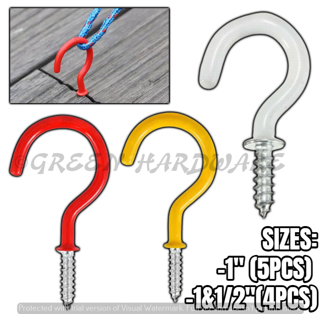 1SET White PVC Coated Shouldered Cup Hooks Ceiling Hooks (2 sizes to ...