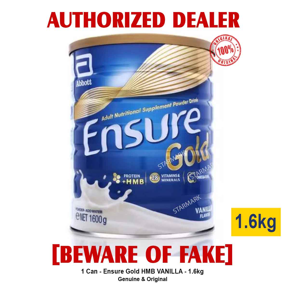 Ensure Gold Vanilla HMB 1.6KG Ensure Gold HMB VANILLA 1.6 Kilograms 1.6 ...