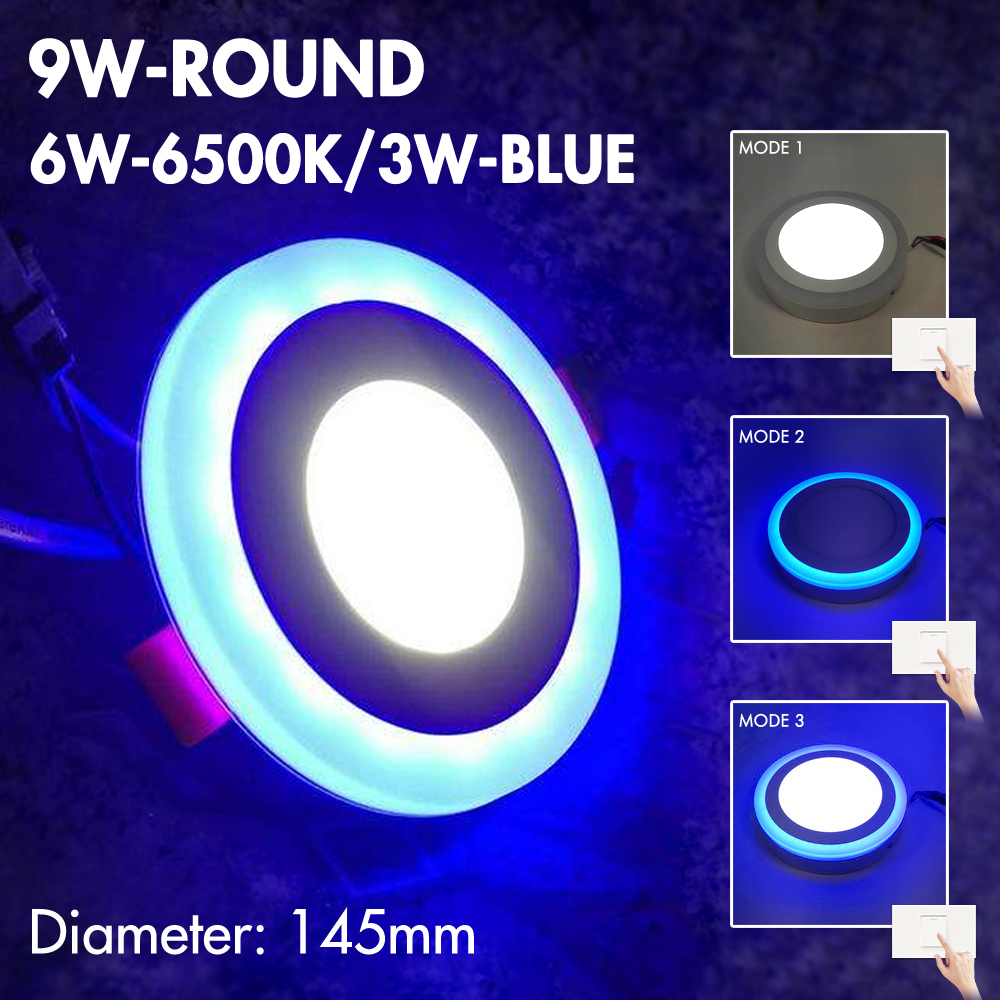 3 Modes 2 Color LED Panel Light TriColor Pin Light 6W 9W Blue White ...