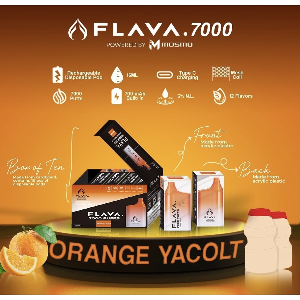 Vape Flava Mosmo 7000 Puffs Rechargeable Disposable Vape 16ml 5 salt ...