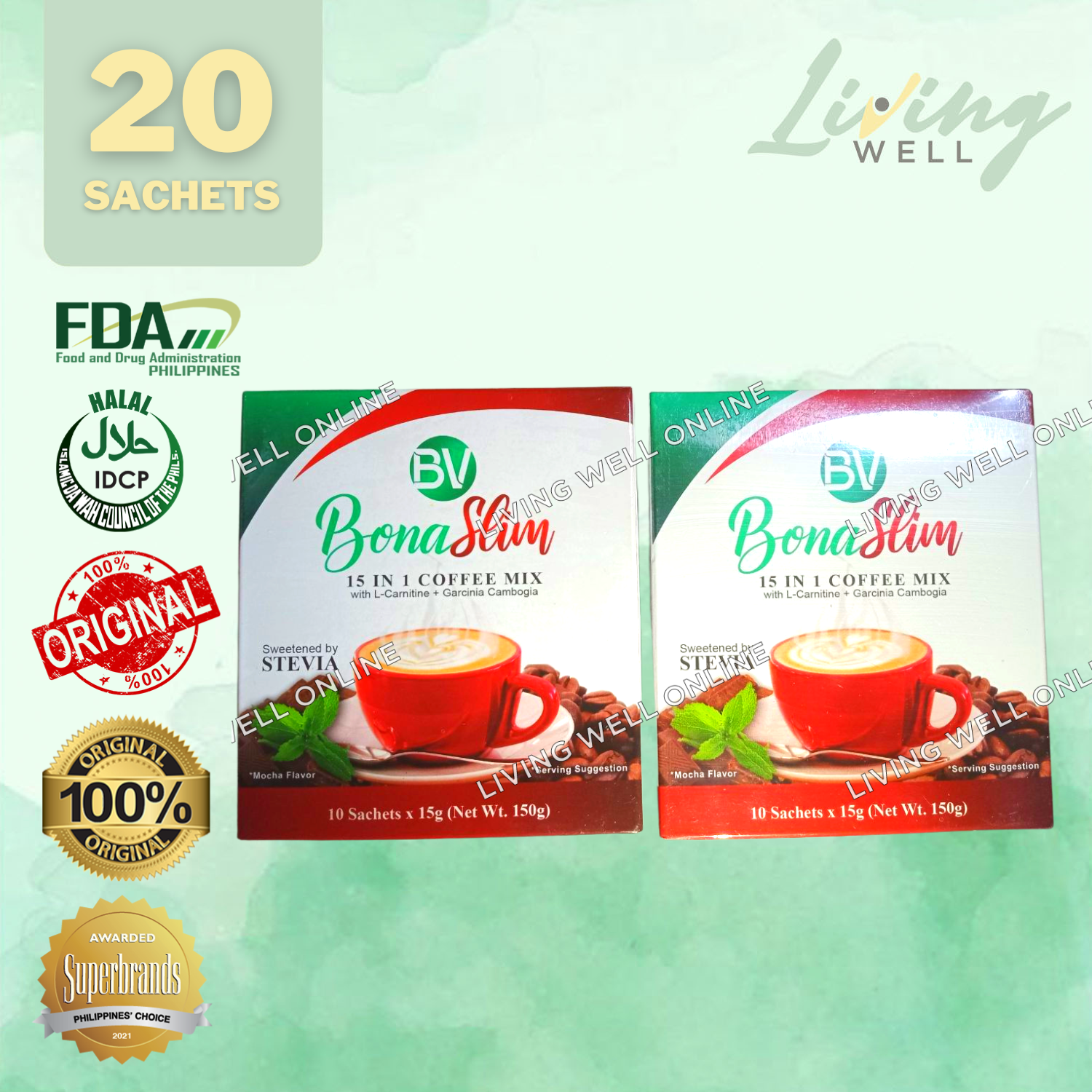 BONA SLIM 15 in 1 Coffee Mix ( BUY 1 TAKE 1 ) ( 2 BOXES ) ( 20 SACHETS ...