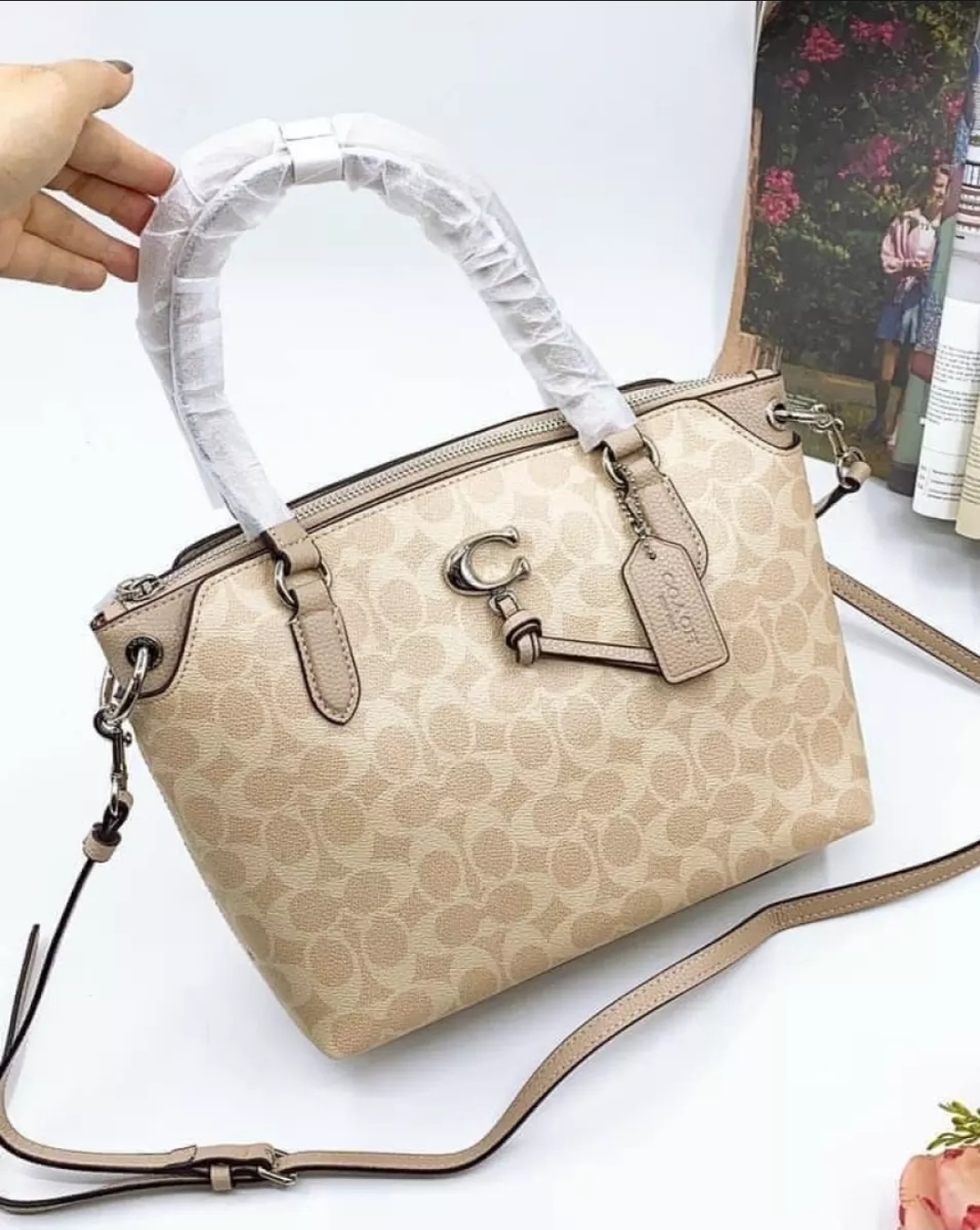 Original Coach Remi Satchel Signature Coated Canvas Leather Sling Top ...