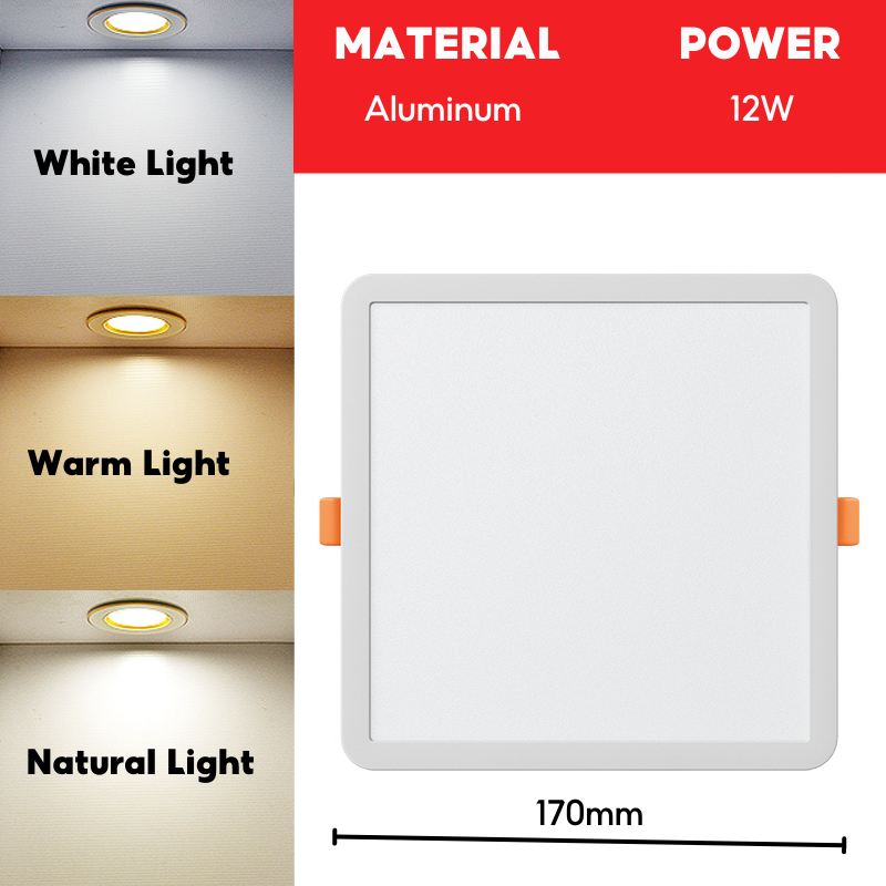 WH Tricolor Downlight 3W/6W/9W/12W/18W Round&Square Ceiling Light ...