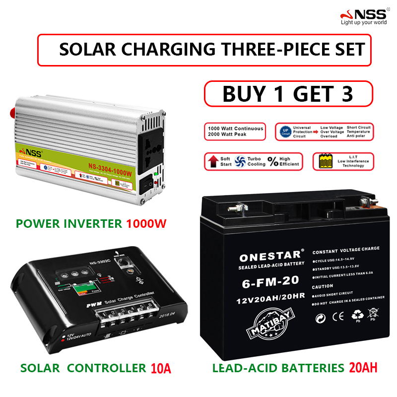 Nss 3 in 1 solar complete package set with 12V solar battery and solar ...