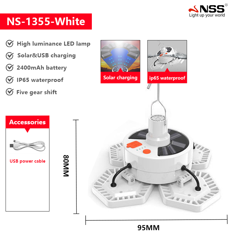 Nss portable led solar light outdoor waterproof folding football bulb ...