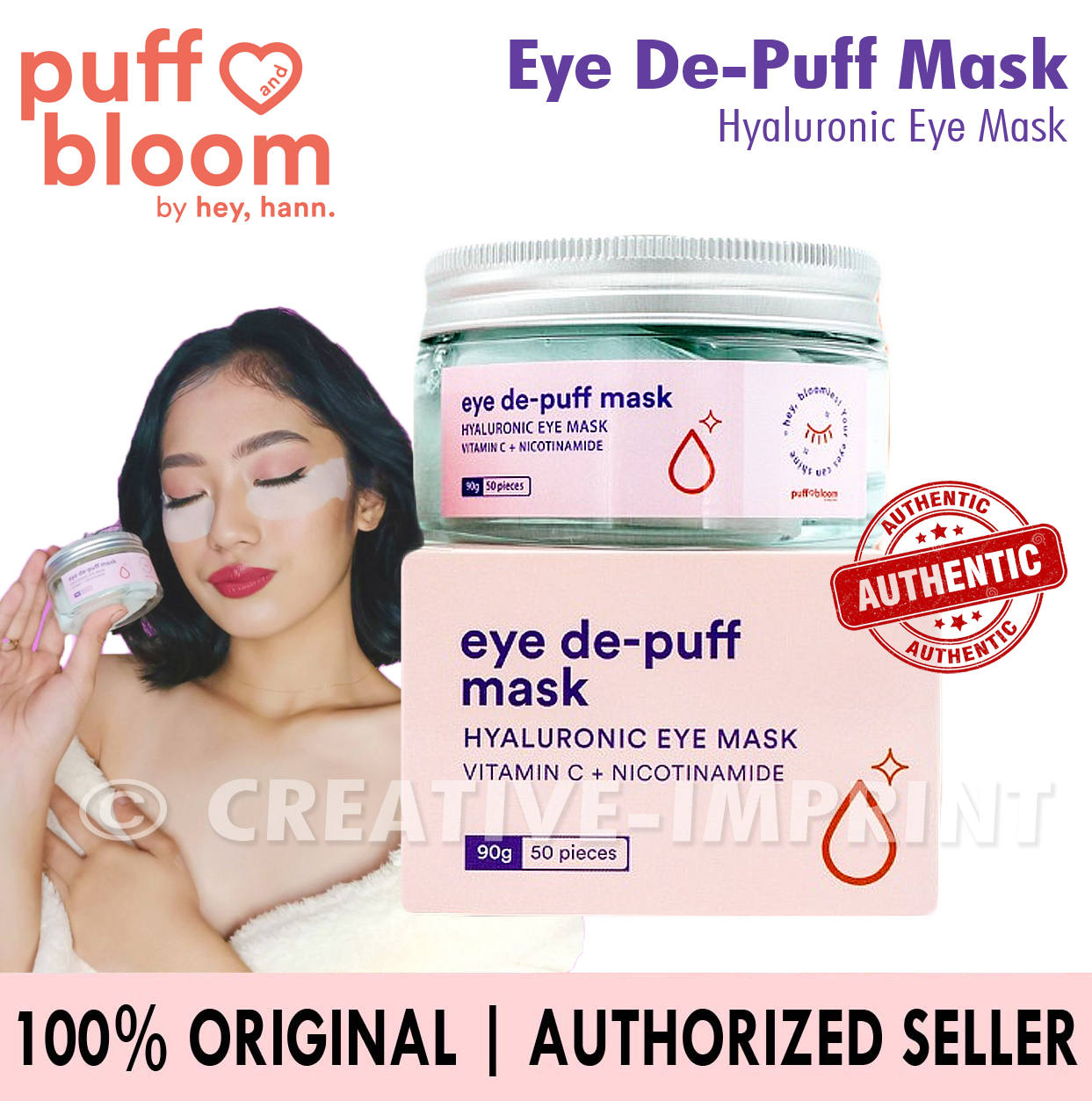 Puff & Bloom Eye De-Puff Mask 90g 50pcs Hyaluronic Eye Mask (Authentic ...