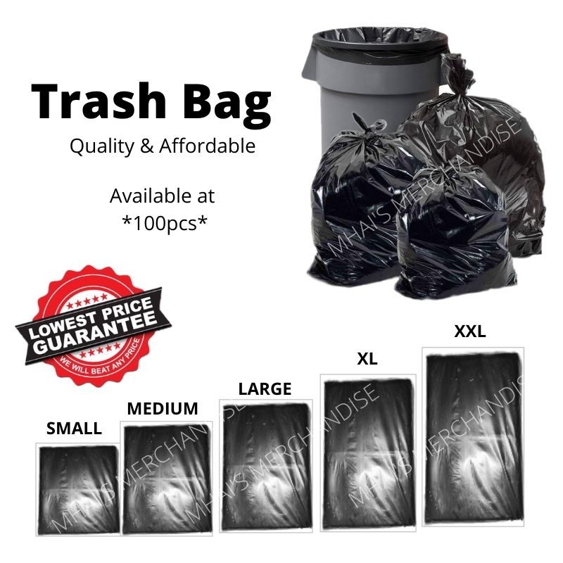 GARBAGE BAG / TRASH BAG - BLACK (100PCS PER PACK) | Lazada PH
