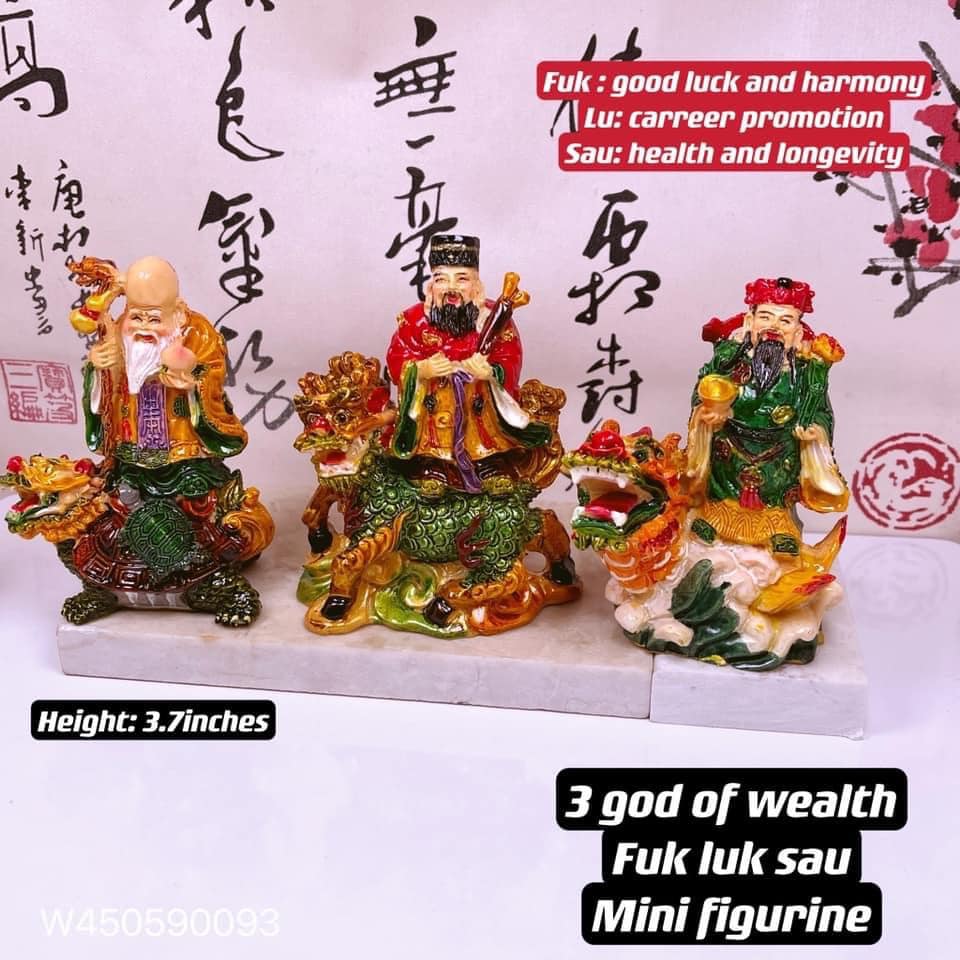 3 god of wealth fuk luk sau mini figurine | Lazada PH