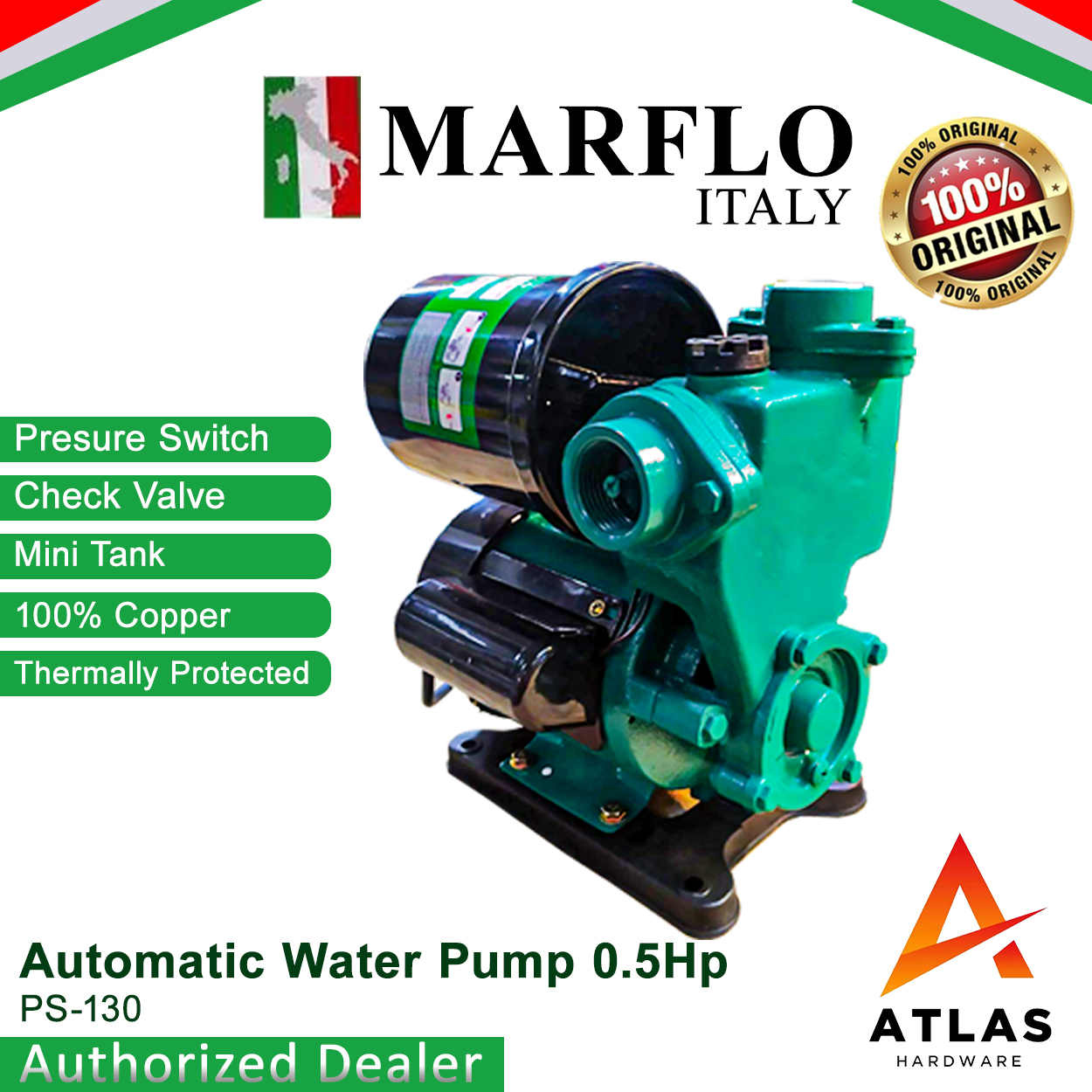 Marflo Water Pump with Mini Pressure Tank (0.5HP) PS-130 | Lazada PH