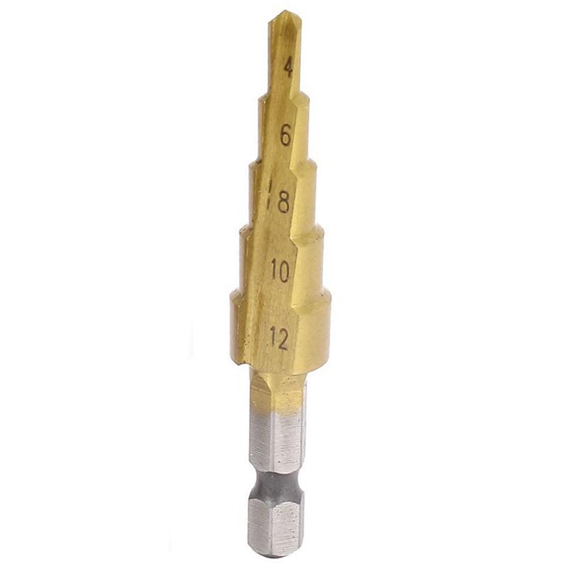 1/4-inch Hex Shank 3-12 4-20 4-12mm Titanium Coated Step Drill Bit Set ...
